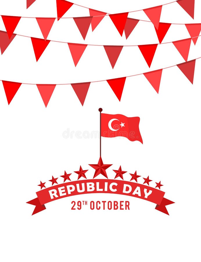 Turkey Republic Day Buntings and Flag Stock Vector - Illustration of ...
