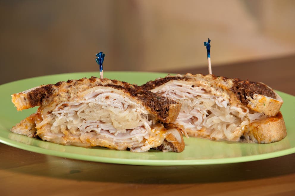 Turkey Reuben Sandwich Rye stock image. Image of field - 23717469
