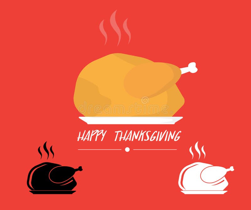 Turkey Roasted on Plate Logo for Thanks Giving Background Stock Vector ...