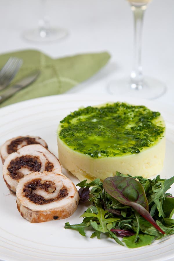 Turkey Roll with Prunes Filling Stock Image - Image of leaves, poultry ...
