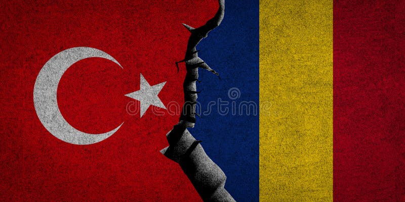 Turkey and Romania Flag Together. Stock Image - Image of divide, force ...