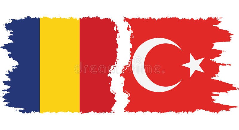 Turkey and Romania Grunge Flags Connection Vector Stock Illustration ...