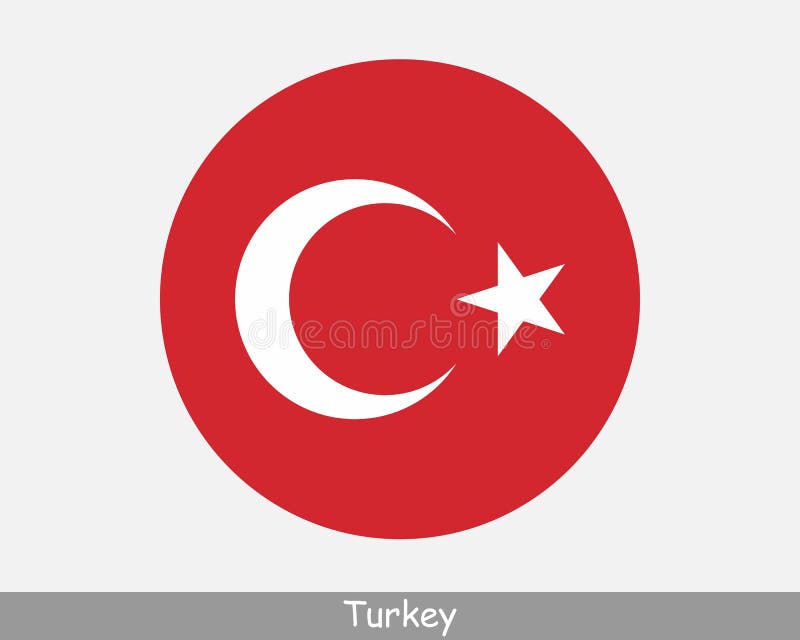 Turkey Round Circle Flag. Turkish Turk Circular Button Banner Icon ...