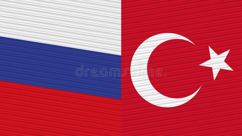 Turkey and Russia Flags Together Fabric Texture Illustration Stock ...
