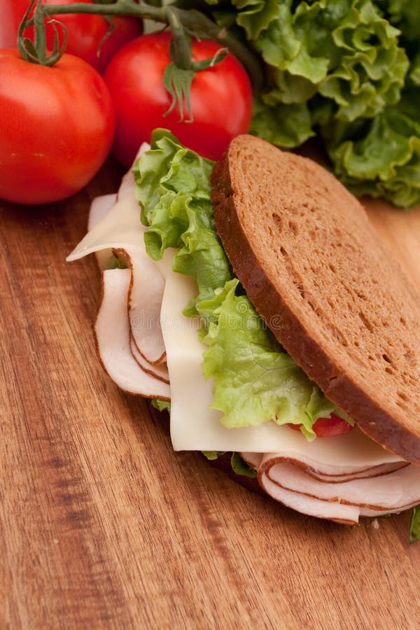 Turkey sandwich on rye stock photo. Image of cutting - 13190362