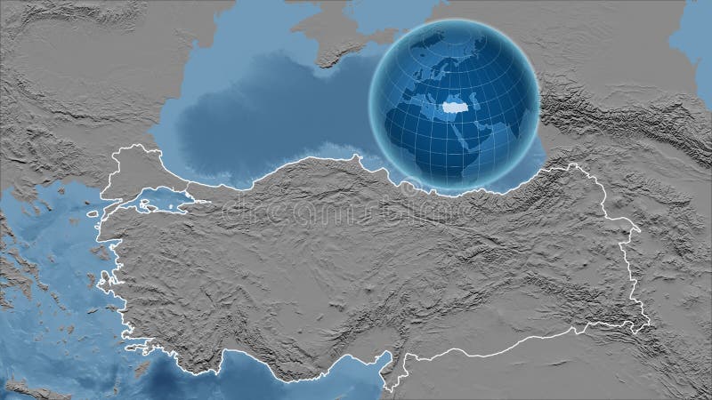 Turkey and Globe. Relief stock footage. Video of longitude - 247317442