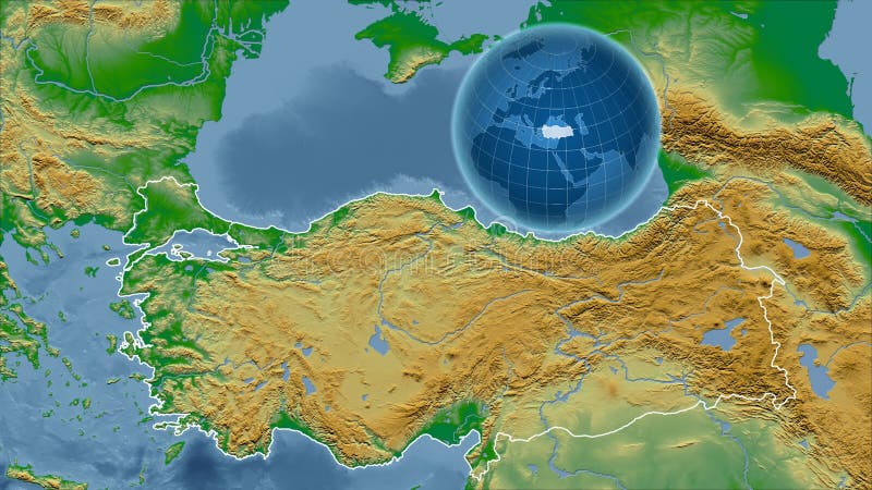 Turkey and Globe. Relief stock footage. Video of longitude - 247317442