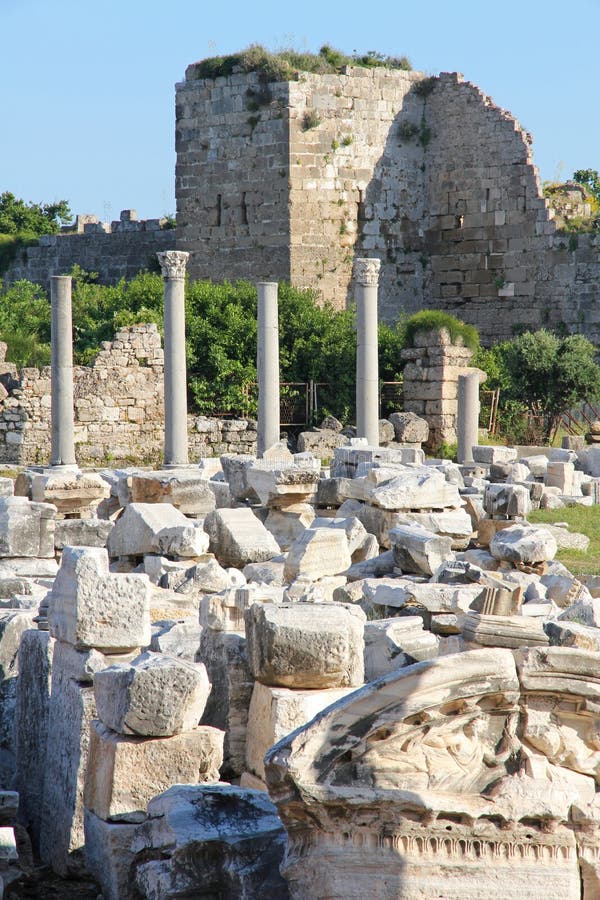 Turkey. Side. Ruins stock image. Image of culture, blue - 32688937