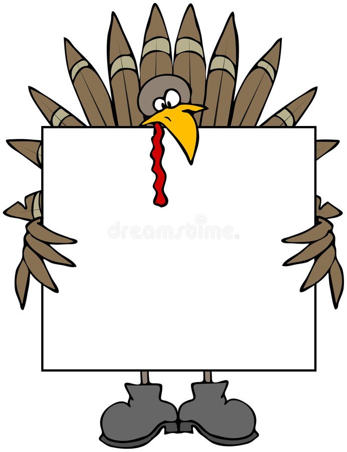 Happy Cartoon Turkey Sign stock vector. Illustration of christmas ...