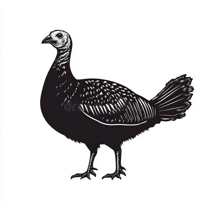 Turkey Silhouette , Black and White Illustration Isolated on White ...