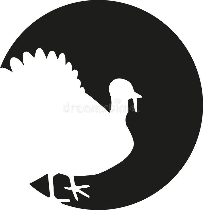 Turkey Front View Silhouette on White Background Stock Illustration ...