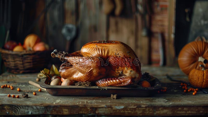 Turkey on pan stock photo. Image of poultry, cooking - 382890140