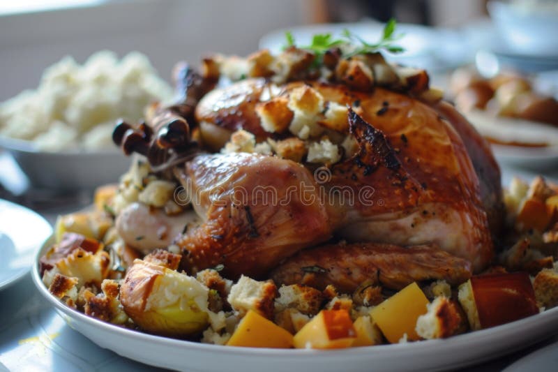 A Turkey Sitting on a Plate on a Table. Suitable for Thanksgiving ...