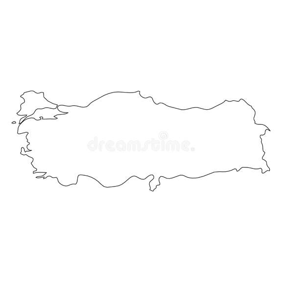 Turkey - Solid Black Outline Border Map of Country Area. Simple Flat ...