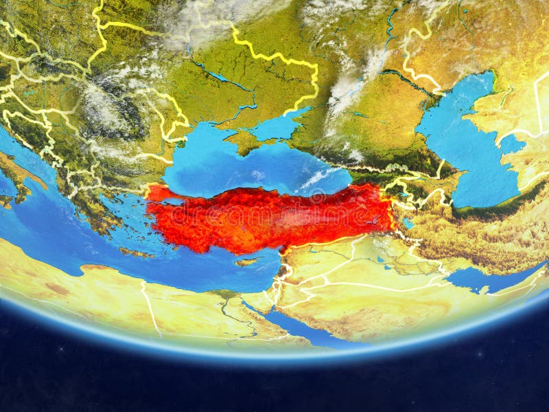Turkey from space on Earth stock illustration. Illustration of ...