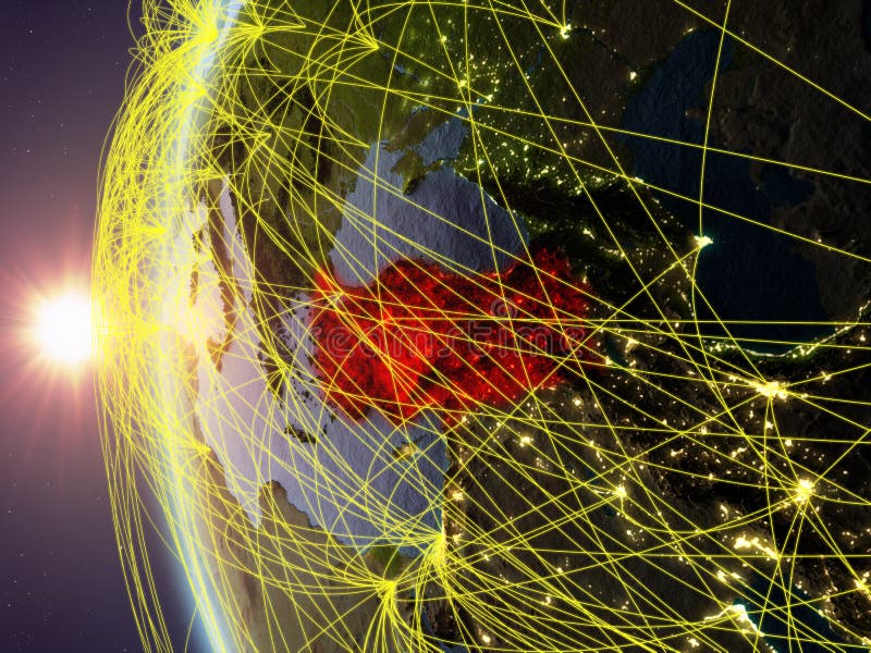 Turkey from Space with Network Stock Illustration - Illustration of ...