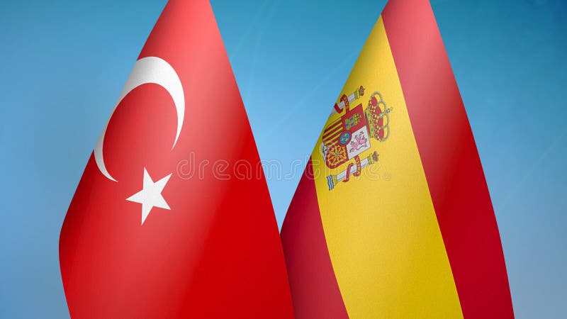 Turkey Vs Spain Smoke Flags Placed Side by Side. Turkish and Spain Flag ...