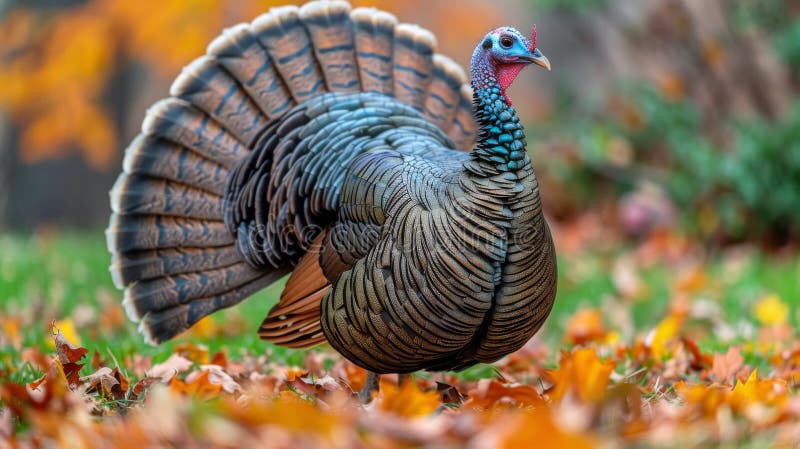 Turkey Standing among Fall Leaves Stock Image - Image of environment ...