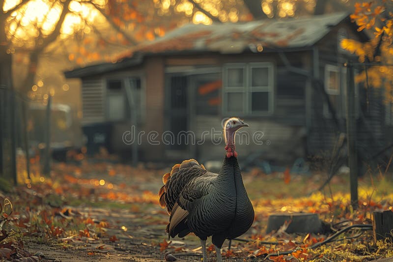 A Turkey Standing in Front of a House in the Yard Stock Image - Image ...