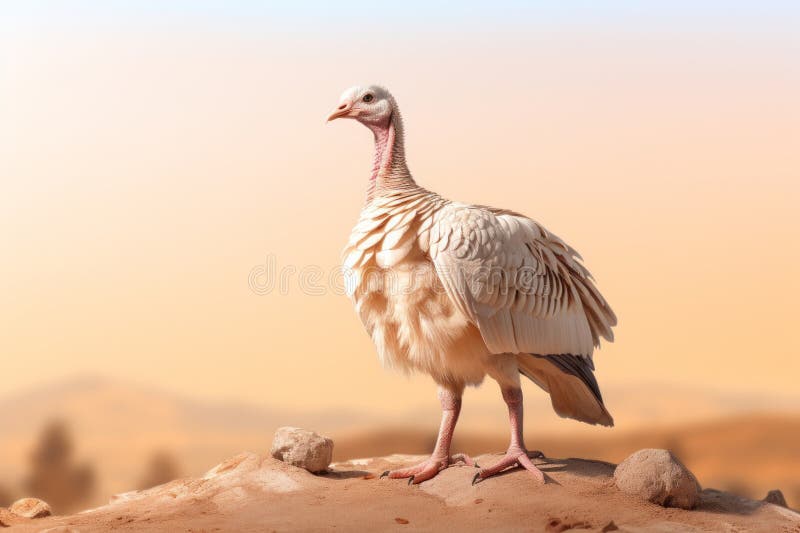 A Turkey is Standing on Top of a Rock in the Desert Stock Illustration ...