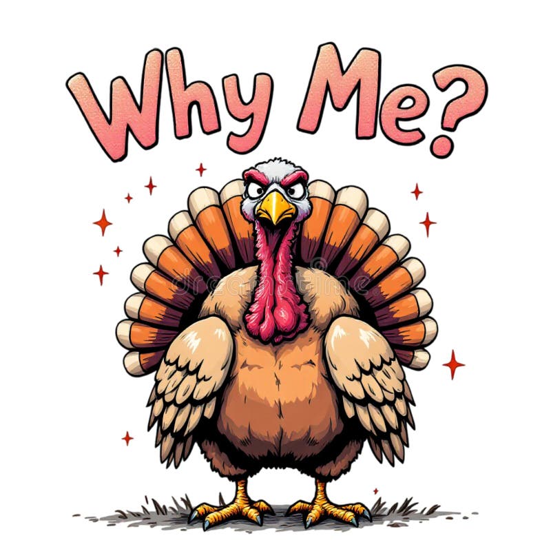 Turkey Stands with an Expression of Concern Below the Words Why Me in ...