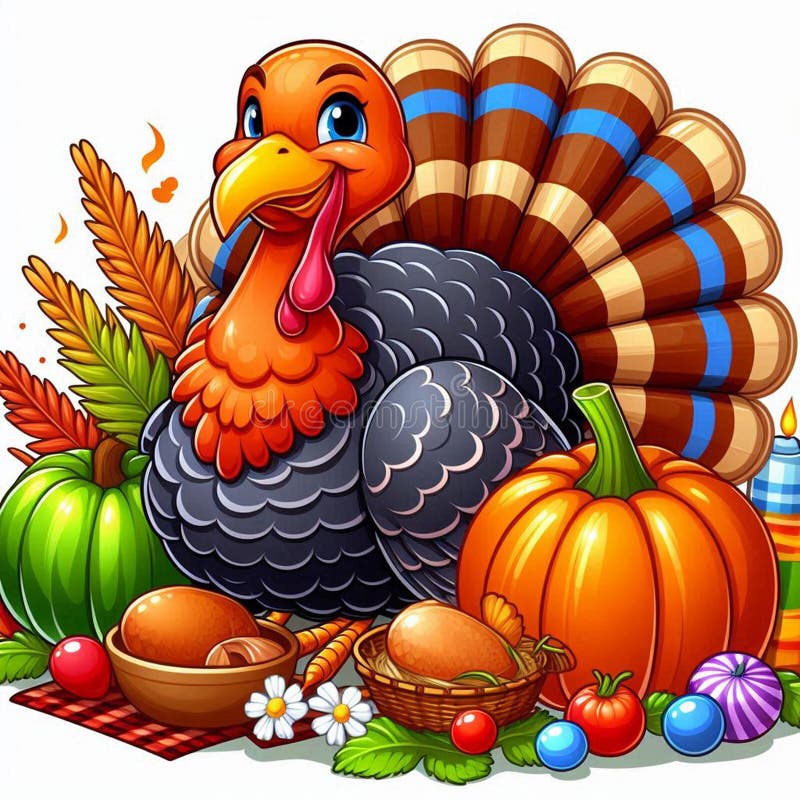 A Turkey is Surrounded by Pumpkins and Other Fall Vegetables Stock ...