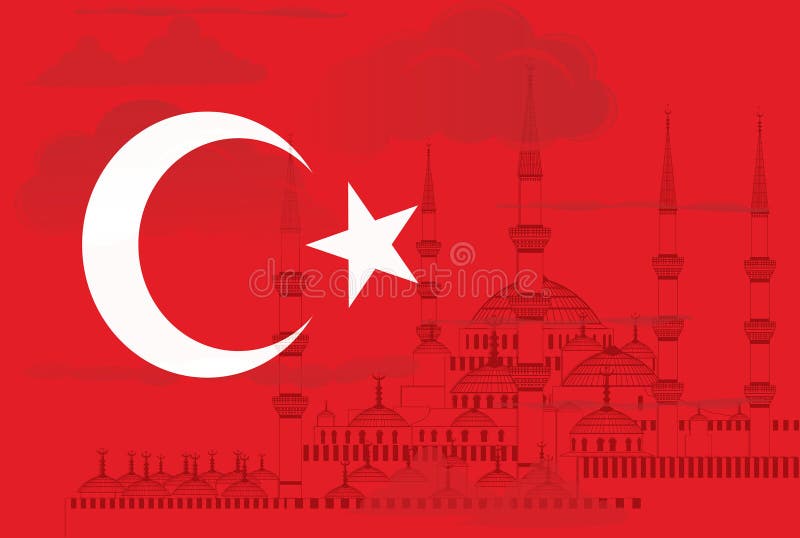 Turkey Symbol with Blue Mosque Vector Stock Vector - Illustration of ...