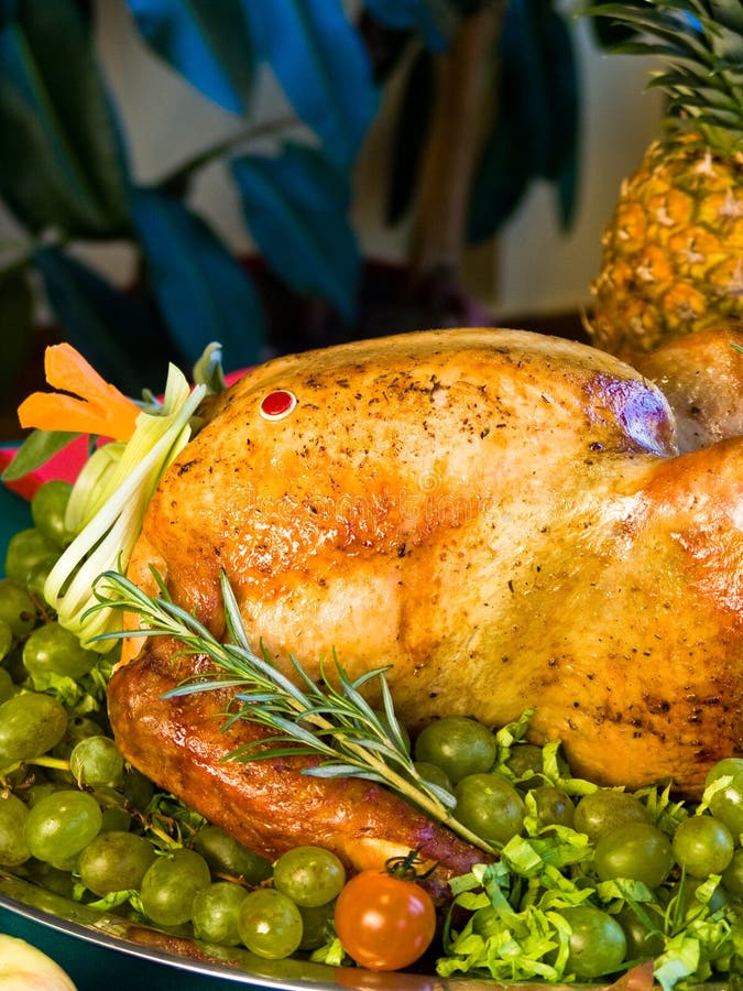 Turkey on table stock photo. Image of crisp, bake, ribbon - 3422944