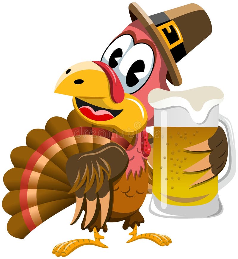 Turkey Thanksgiving Mug Beer Stock Vector - Illustration of vector ...