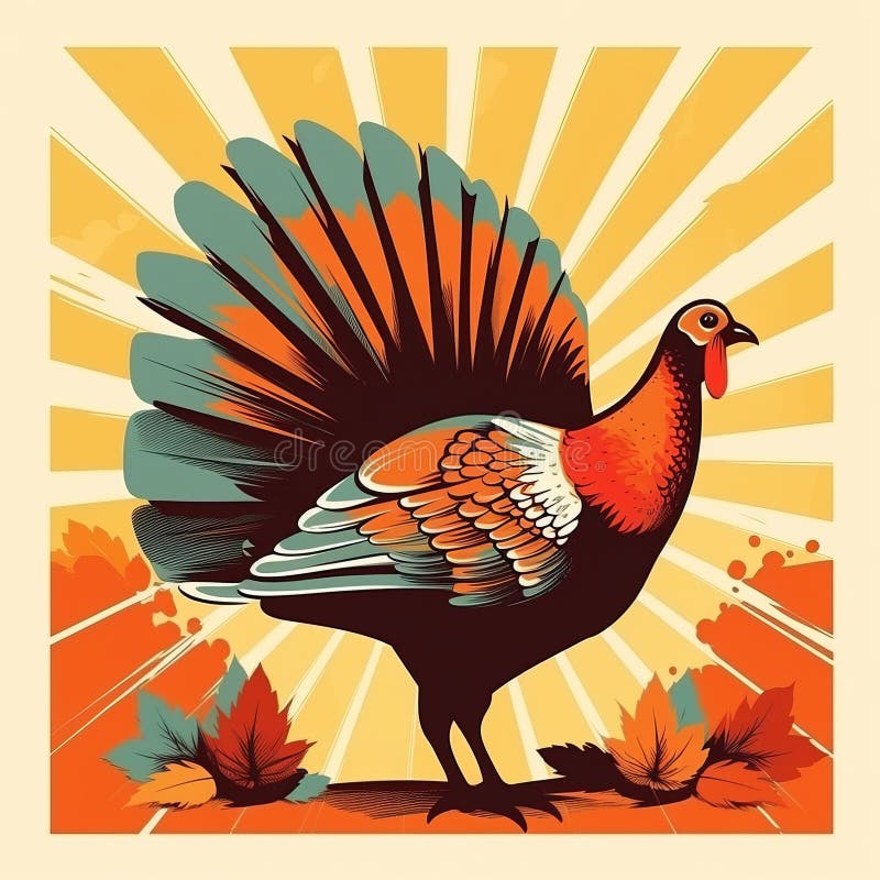 Turkey thanksgiving poster stock illustration. Illustration of leaf ...