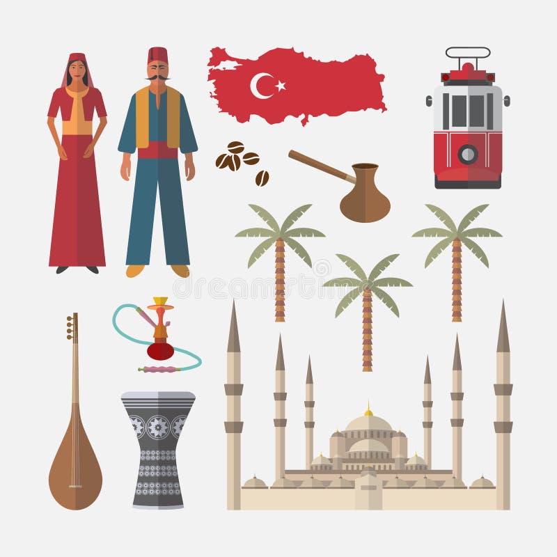 Turkey Travel Icon. Set of Architecture, People, Items Stock ...