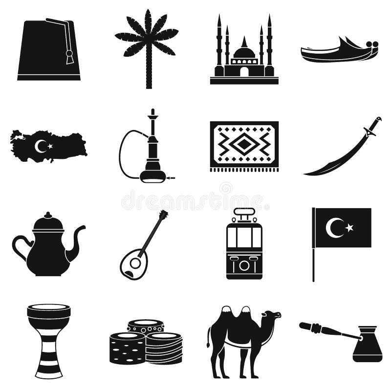 Turkey Travel Icons Set, Simple Style Stock Vector - Illustration of ...