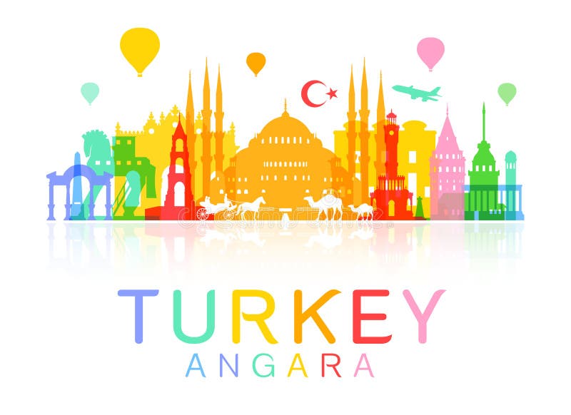 Turkey Travel Landmarks. stock vector. Illustration of angara - 77586676