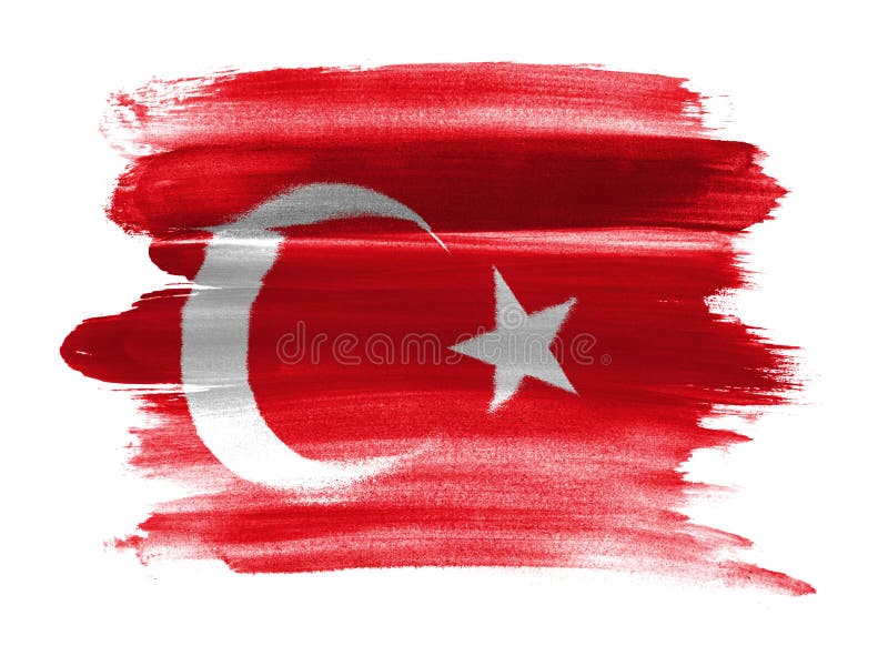 Turkey. Turkish Flag Painted with Watrcolor Stock Illustration ...