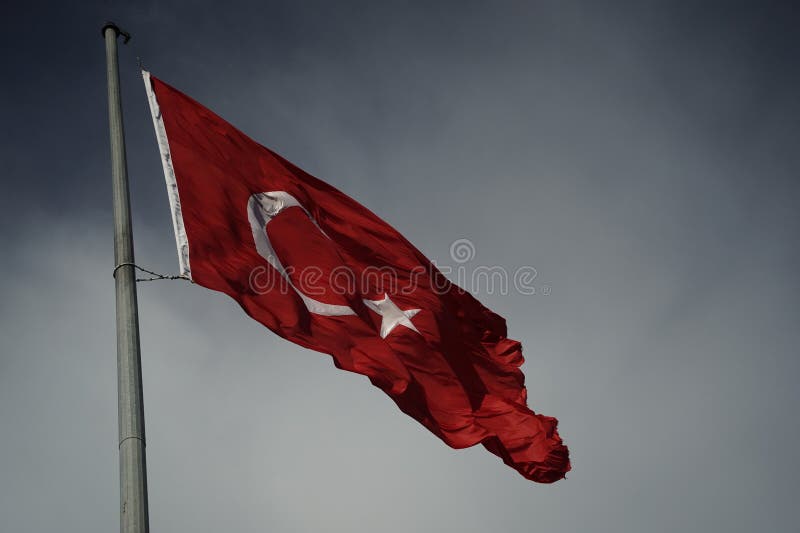 Turkey Turkish Red Waving Flag Stock Image - Image of isolated, pole ...