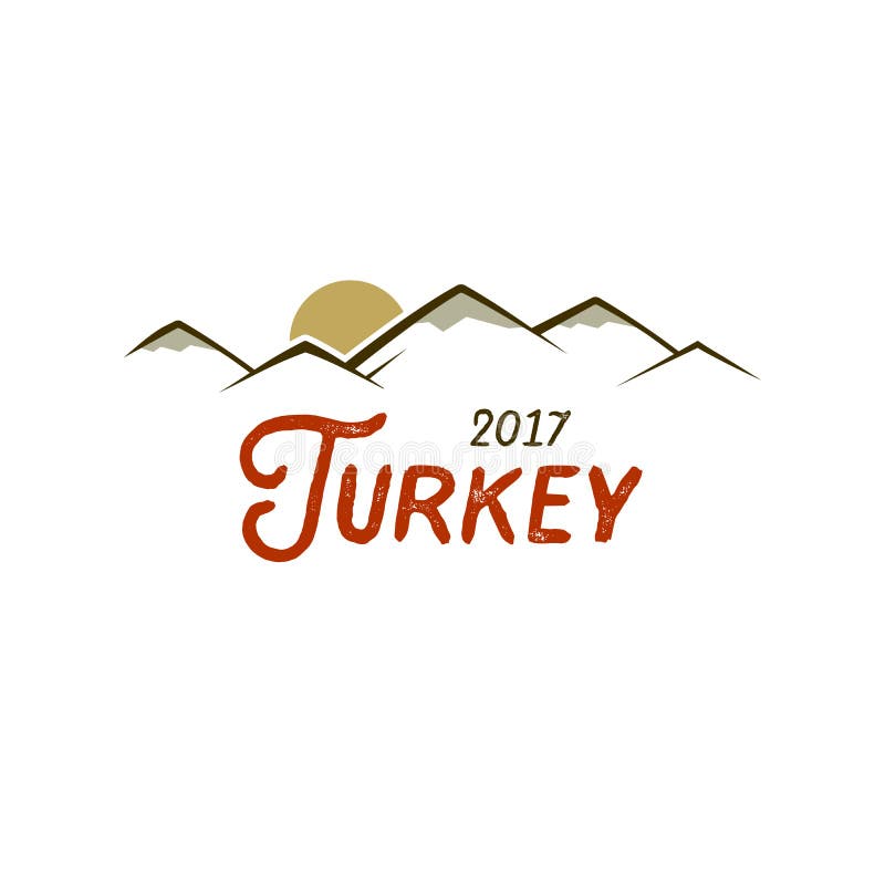 Turkey 2017 Typography Poster. Mountains, Sun and Text Design. Isolated ...