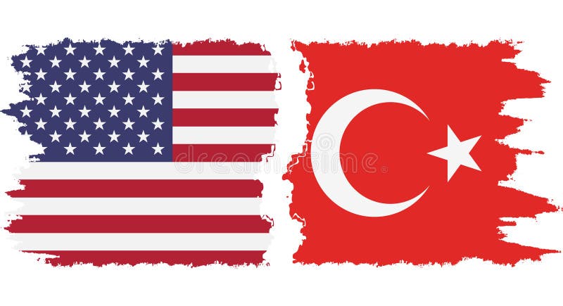 Turkey and USA Grunge Flags Connection Vector Stock Illustration ...