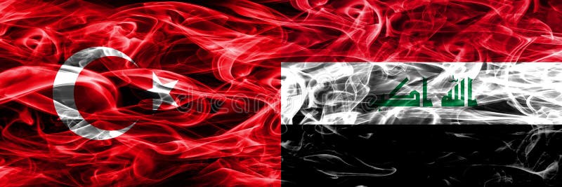 Turkey Vs Iraq, Iraqi Smoke Flags Placed Side by Side. Thick Colored ...