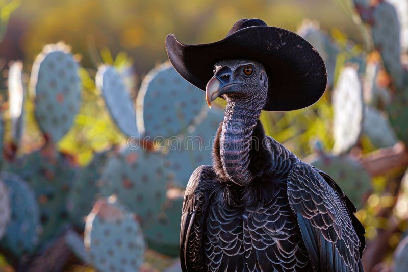 A Turkey Wearing a Cowboy Hat in Front of a Cactus Stock Photo - Image ...
