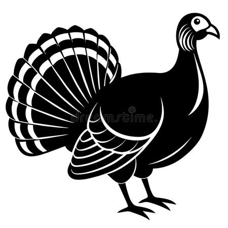 Turkey White Background Silhouette Vector Style with White and Black ...