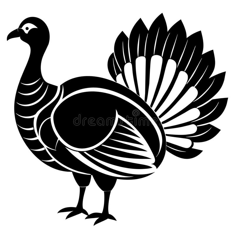 Turkey White Background Silhouette Vector Style with White and Black ...