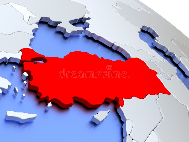 Turkey on world map stock illustration. Illustration of render - 78577206