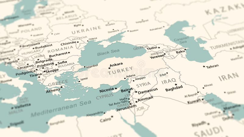 Turkey on the World Map. Smooth Map Rotation Stock Footage - Video of ...