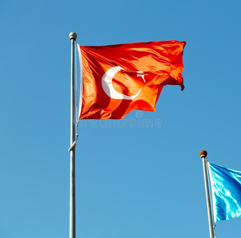Turkey World Waving Flag in the Blue Sky Colour Stock Illustration ...