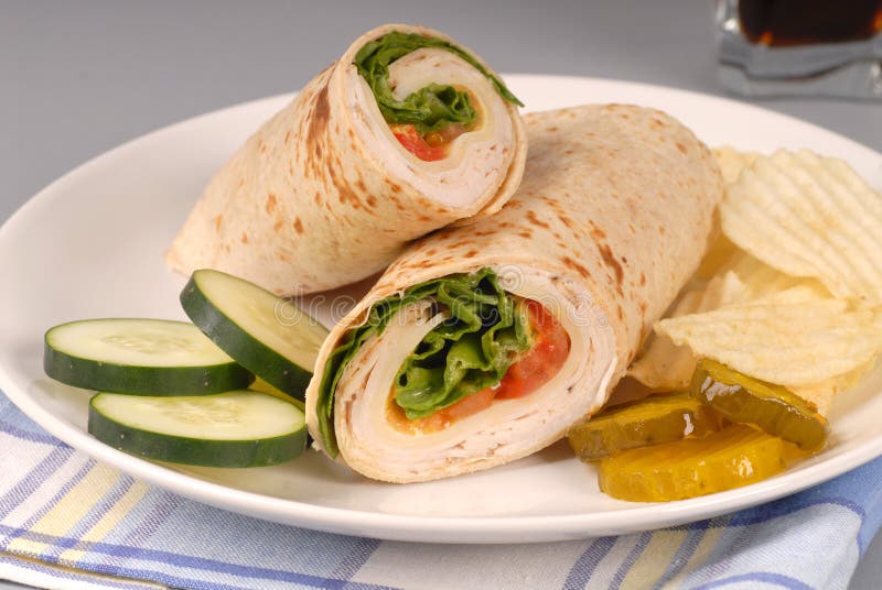A turkey wrap with cheese stock image. Image of napkin - 2504097