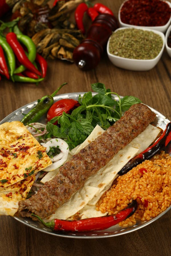 Turkish Adana Kebab stock photo. Image of grill, beef - 95817090