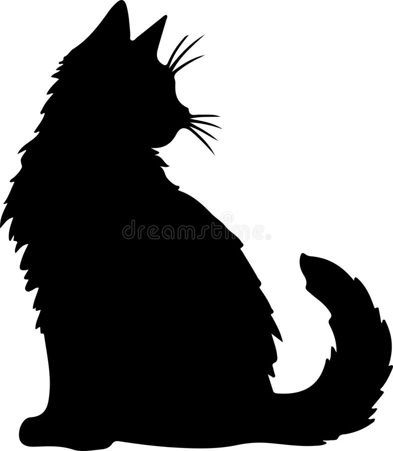 Turkish Angora Cat Black Silhouette Generative Ai Stock Vector ...