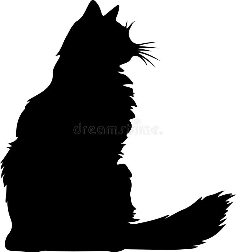 Turkish Angora Cat Black Silhouette Generative Ai Stock Vector ...