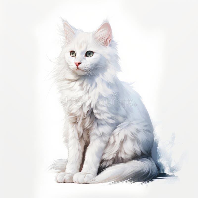 Turkish Angora Cat Illustration Stock Illustration - Illustration of ...