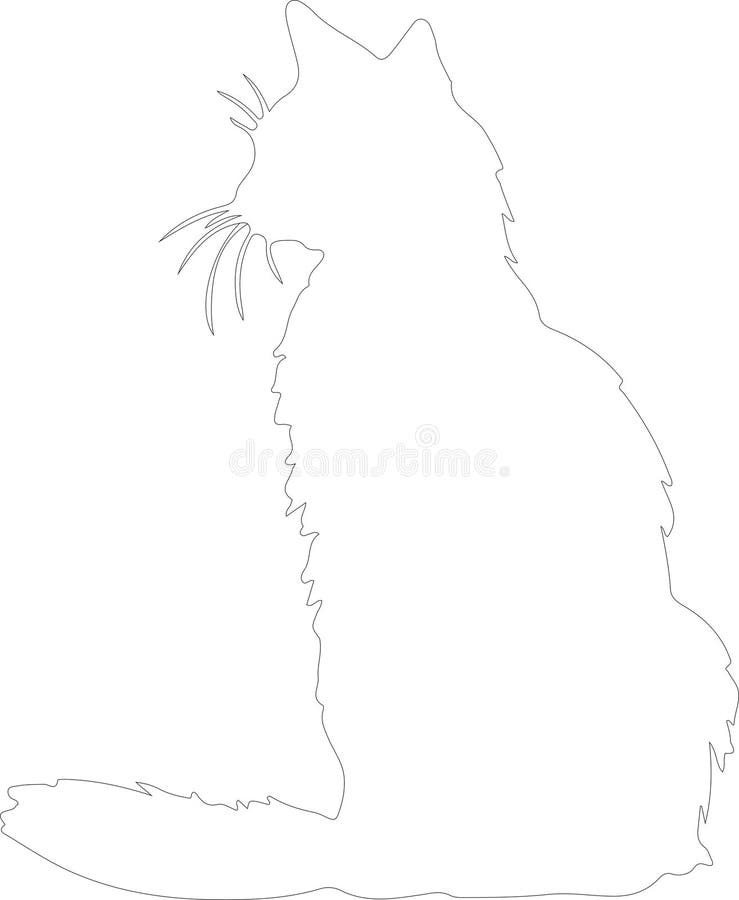 Turkish Angora Cat Outline Silhouette Generative Ai Stock Vector ...
